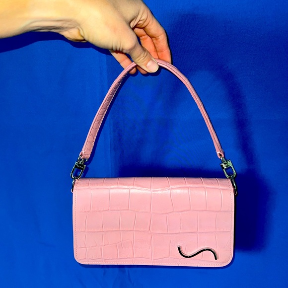 STAUD | Bags | Staud Bubblegum Pink Croc Purse | Poshmark